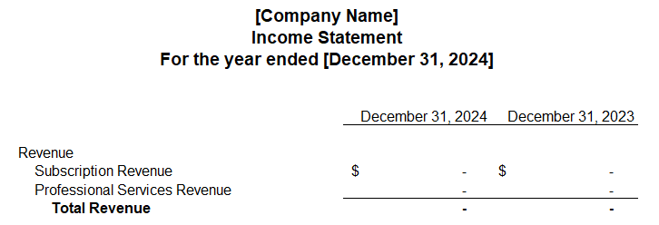 Income Statement - SAAS Template - printable to PDF