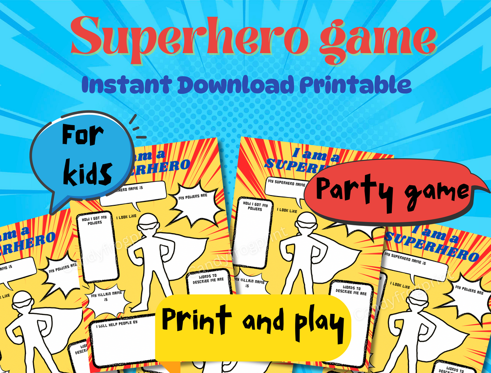 I AM A SUPERHERO game kids activity birthday party game instant ...