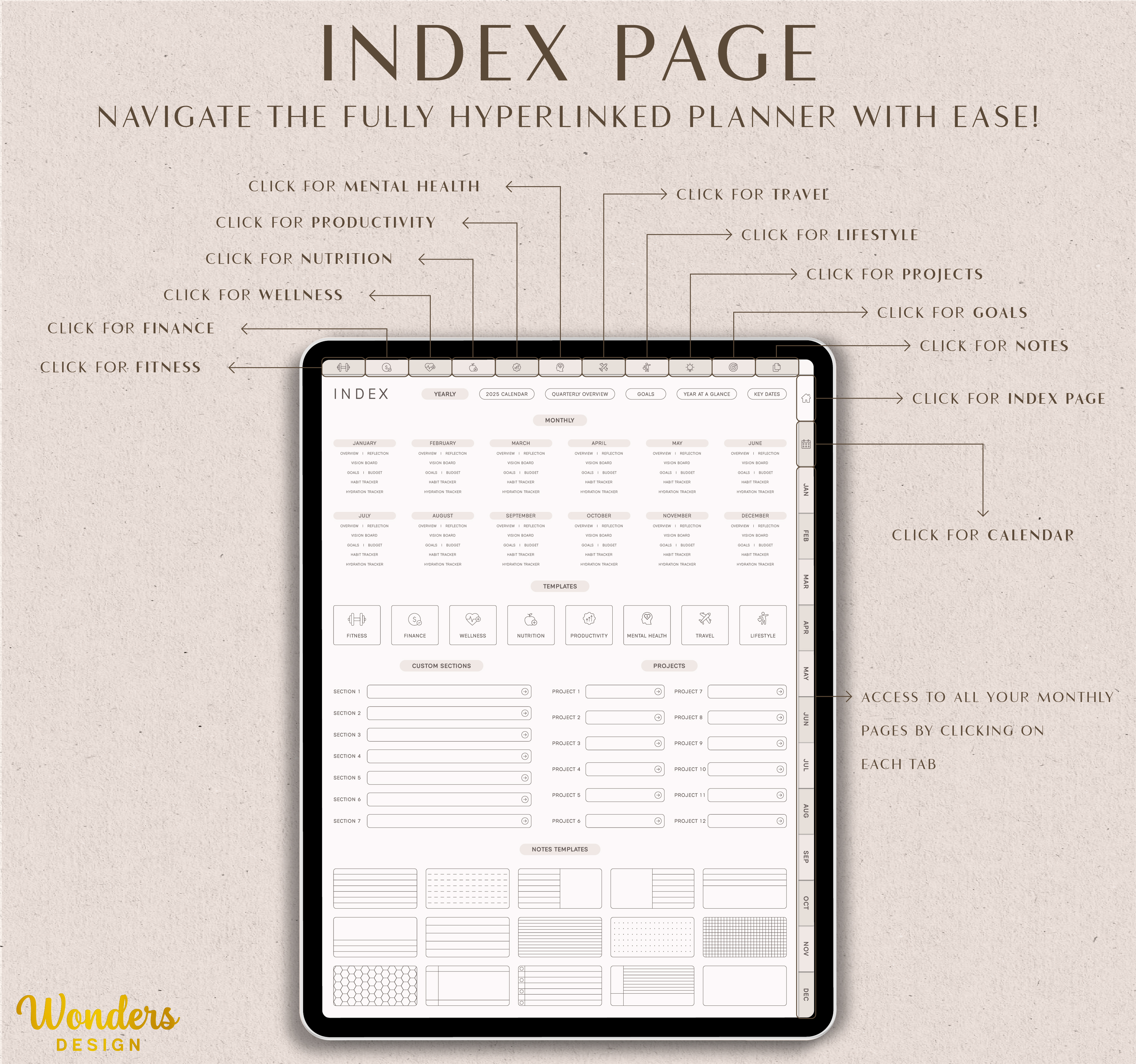 Digital Planner 2025, Digital Journal, Template