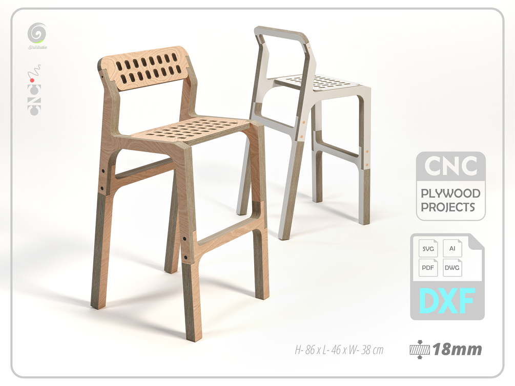 CNC plywood stool-long-long chair- stool-bar stool-CNC furniture-PDF ...