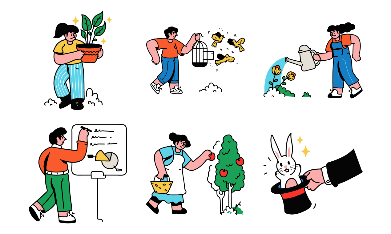 Mini illustrations - 100 Vector Elements