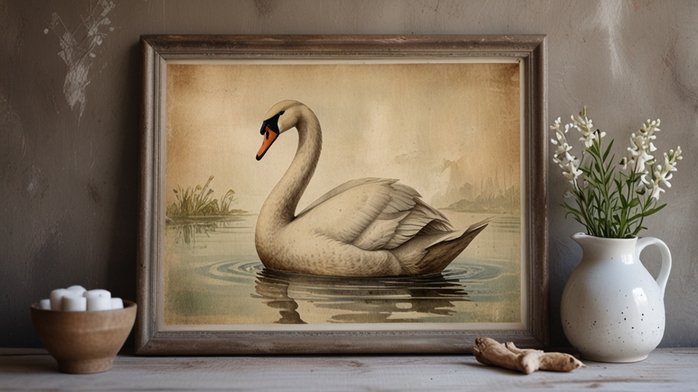 Vintage Swan Print | Antique Nursery Wall Decor | Digital Download ...