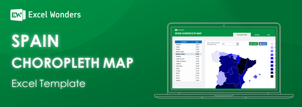 Spain Choropleth Map Excel Template | Excel Wonders
