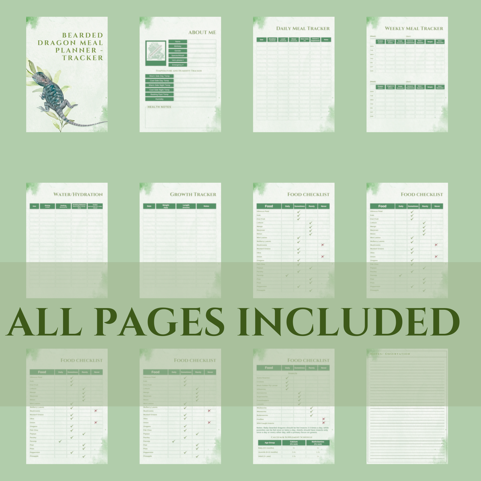 Bearded Dragon Meal Planner | Feeding Tracker | Daily & Weekly Food ...