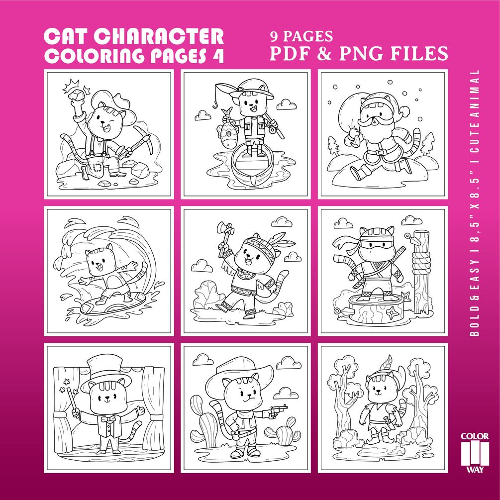 Cat character coloring pages 4