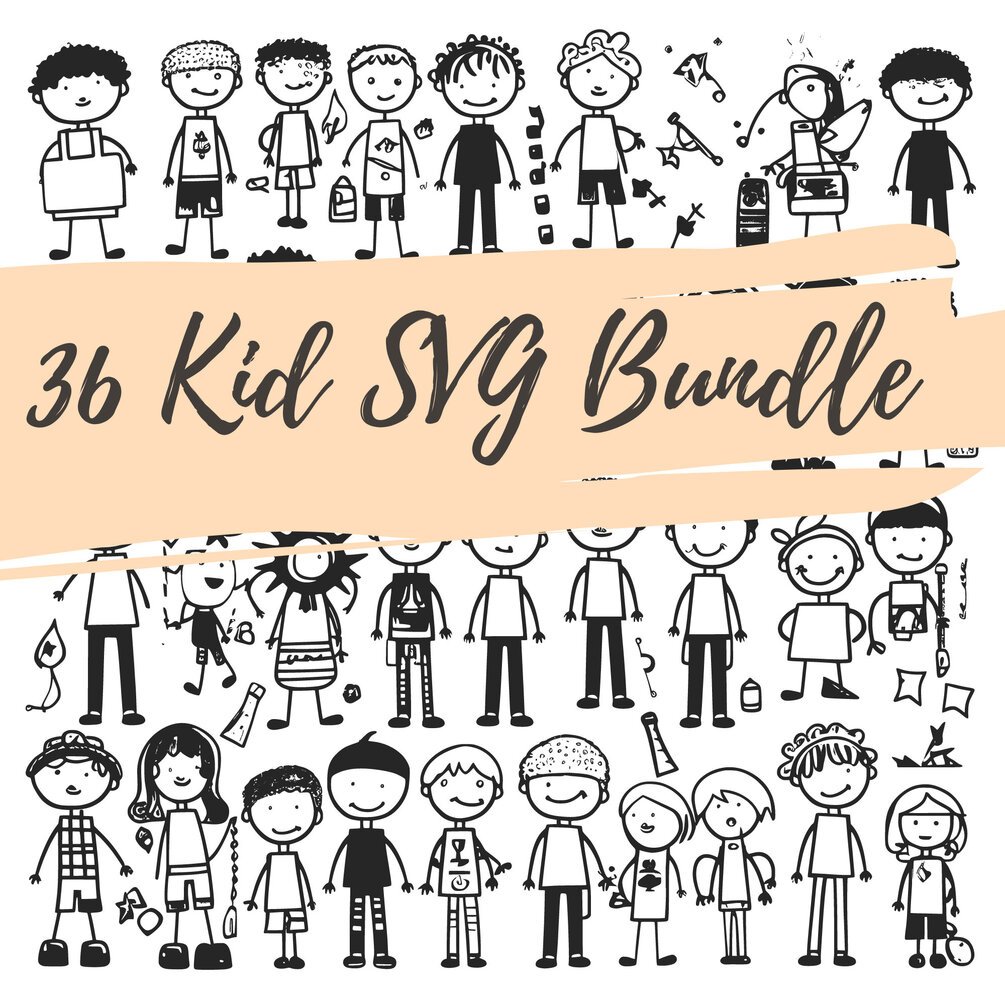Stick Figures SVG, Stick Children SVG, Stick Boy Clipart, Stick Girl ...