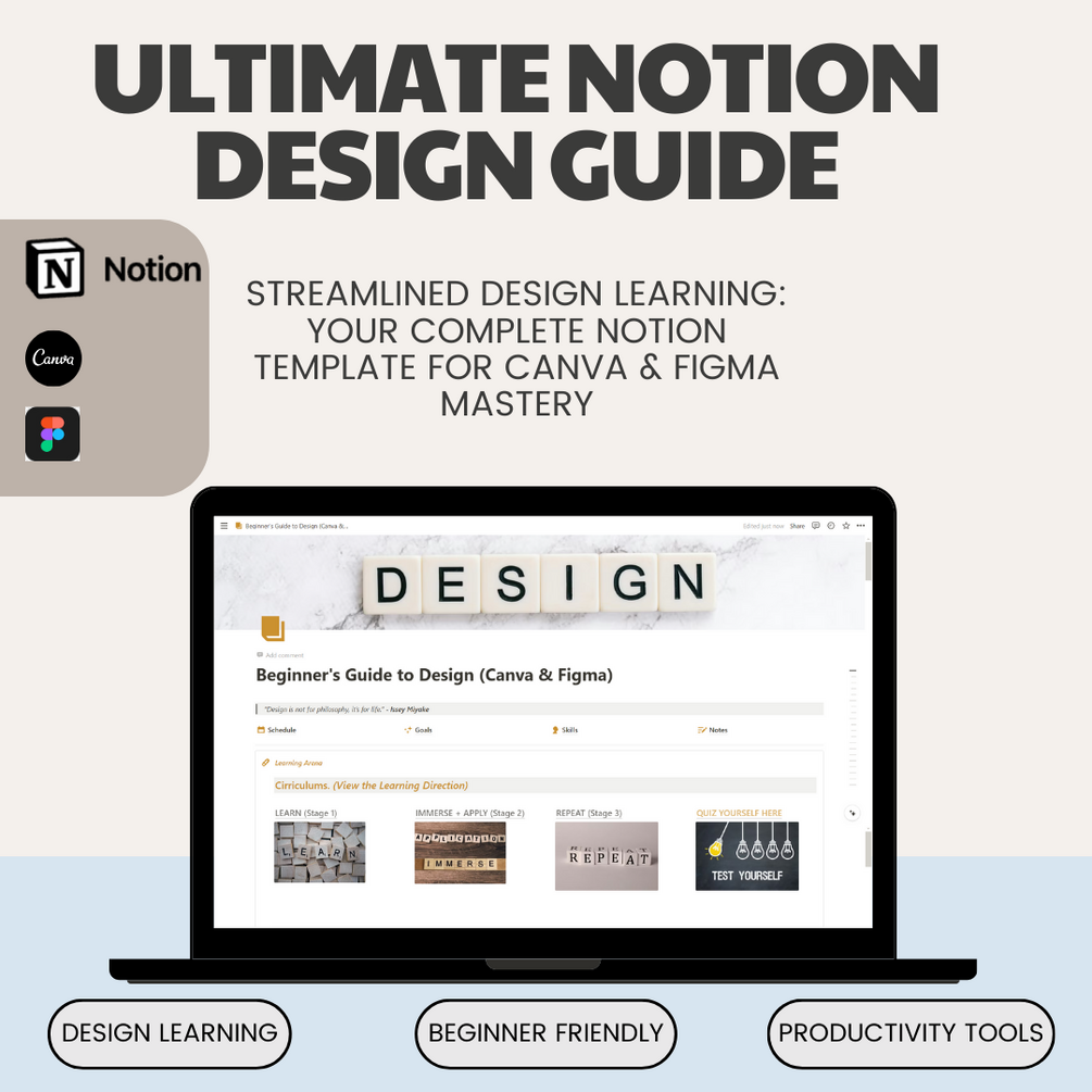 NOTION TEMPLATE:Beginner's Guide to Design (Canva & Figma).
