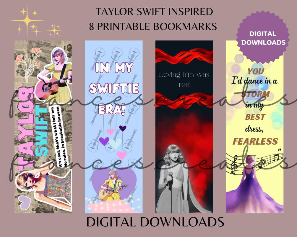 Taylor Swift Inspired Printable Bookmarks