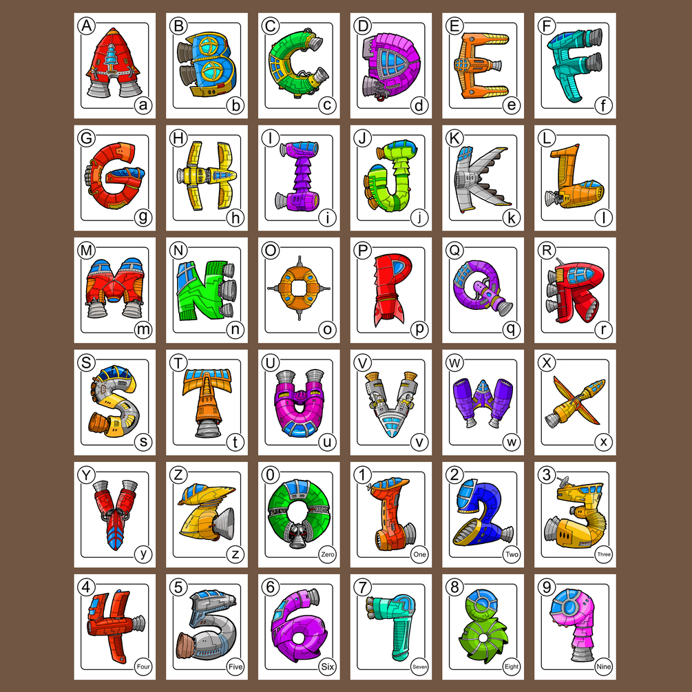 ABC 123 Rocketship Flashcards