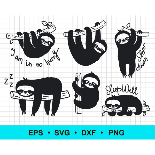 Sloth svg, sleeping sloth svg, baby sloth svg, png, dxf, eps. Funny ...