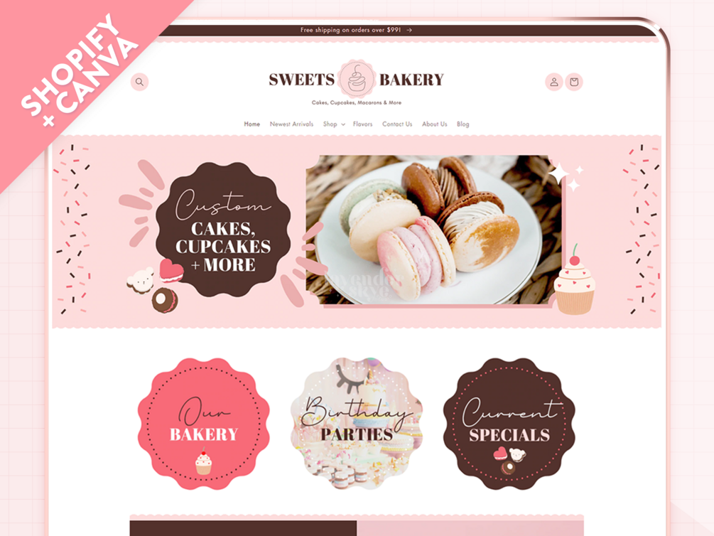 Sweet Bakery Shopify Theme & Canva Templates