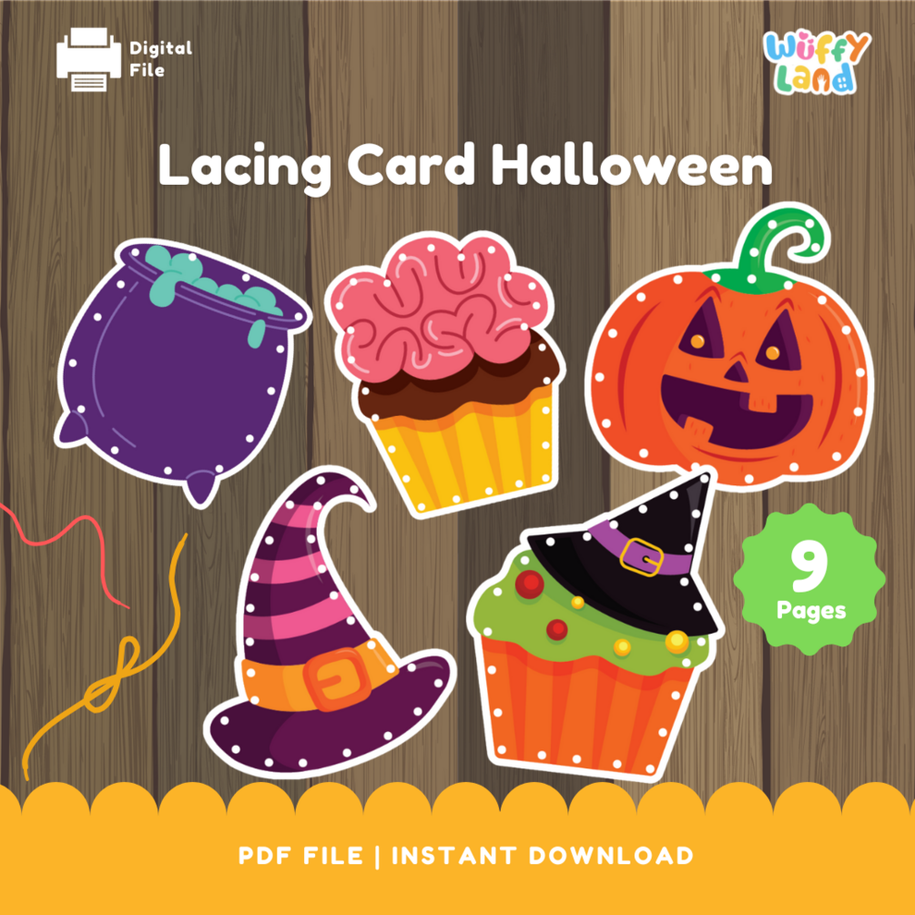 Halloween Lacing Card Craft - Printable Kids Activity DIY Halloween ...