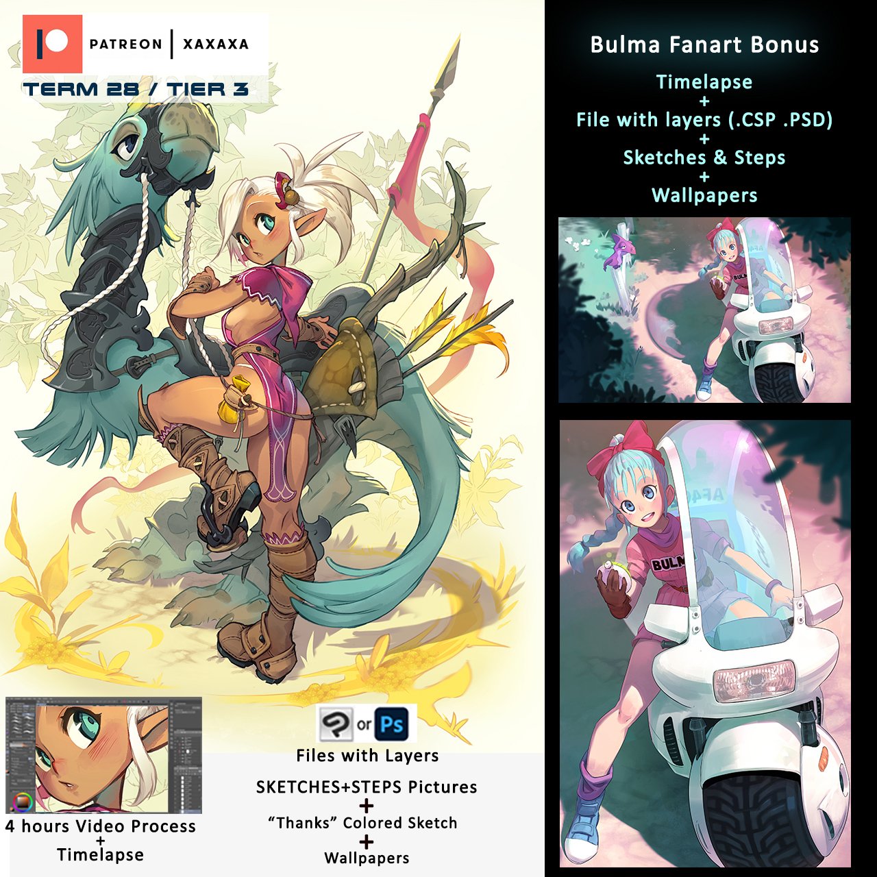 Xa New Illustration package available Fantasy + Bulma fanart - Xaxaxa