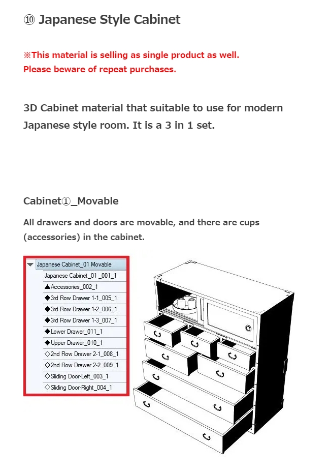3D Japanese Style Indoor Accessories Set 01