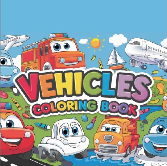 "Cartoon Vehicles Coloring Fun: Activity Pages for Kids"
