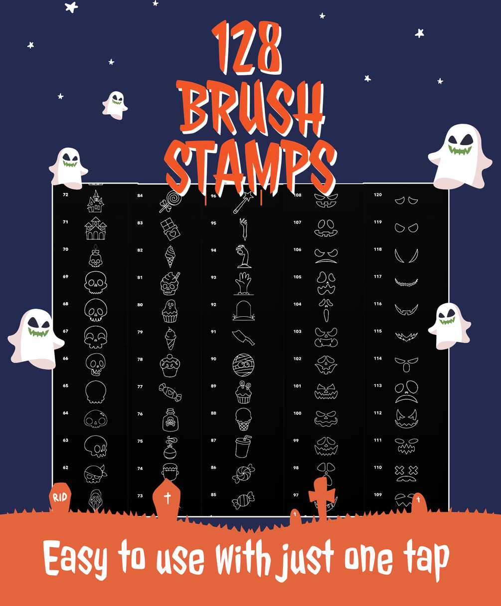 Halloween Procreate Stamps : 160+ High-Quality Stamps for Spooky ...