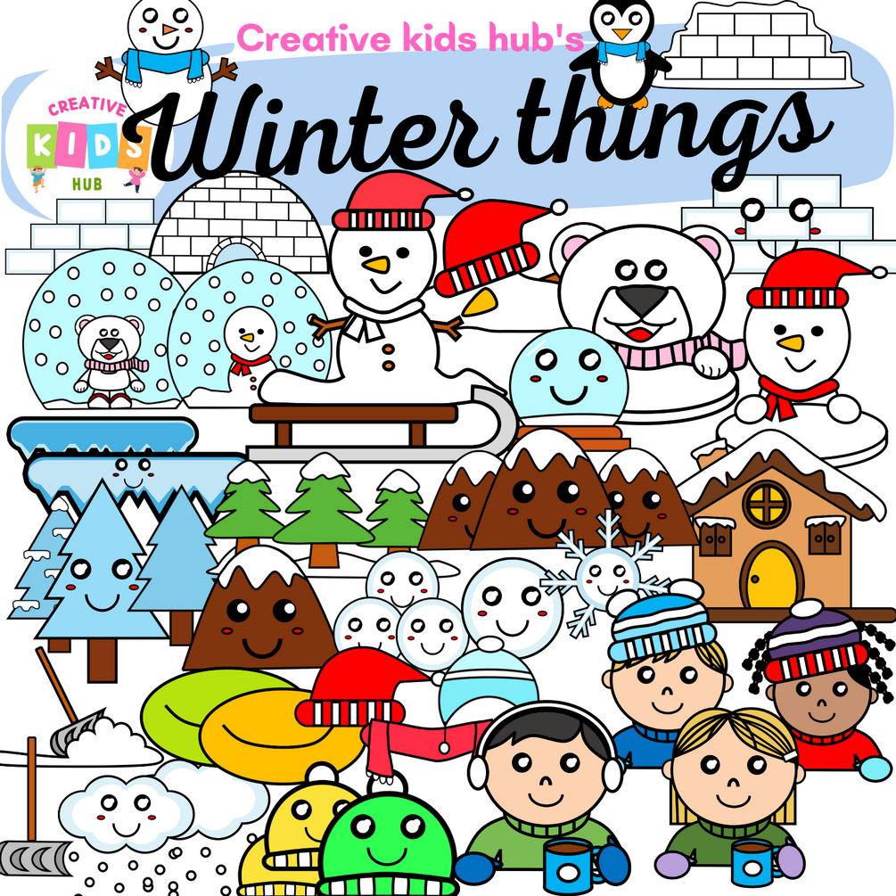 "Winter Clipart Collection | Colorful and Black-and-White Winter Designs