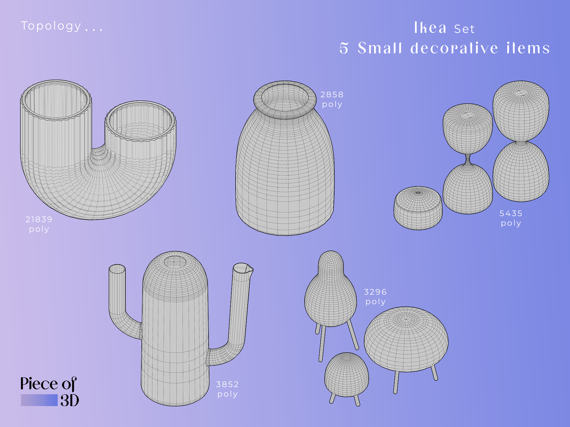 3D Objects - IKEA Set - 5 Small decorative items
