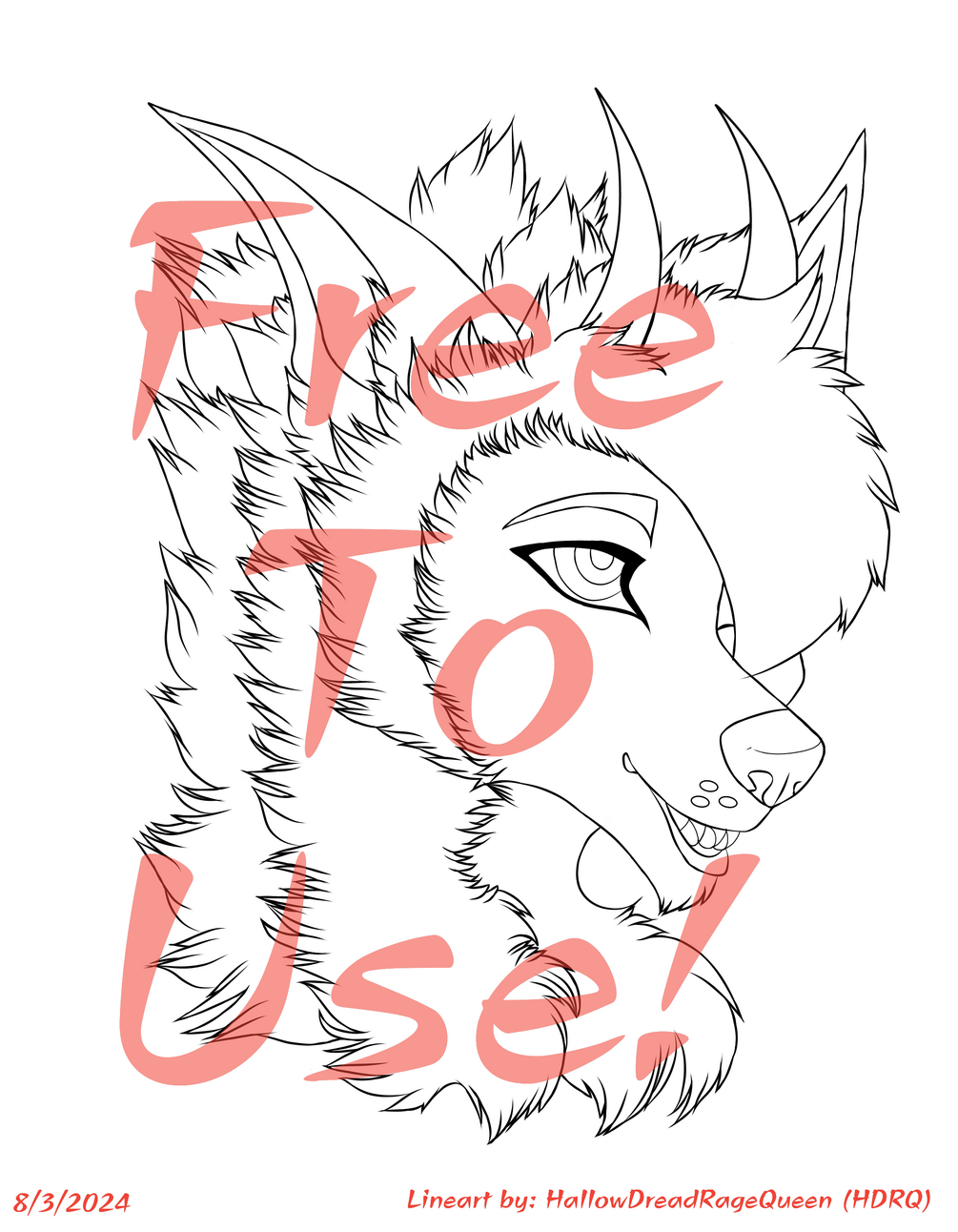 PNG File Very Adorable Hellhound FTU Lineart Headshot Base HDRQ