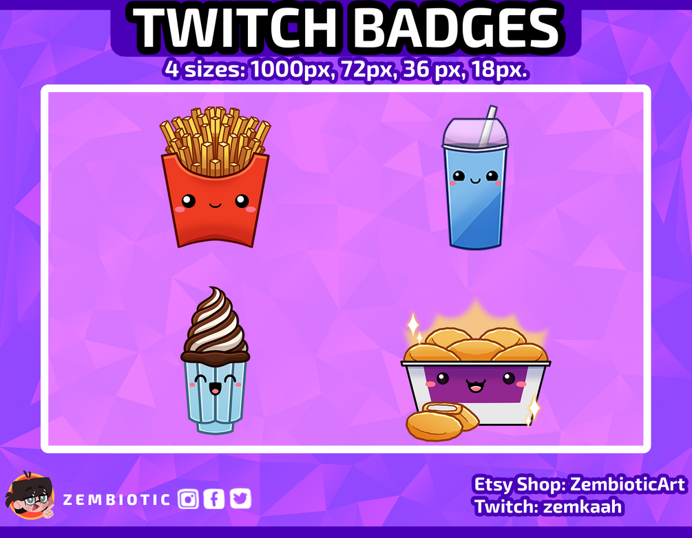Twitch Sub Badges // Food