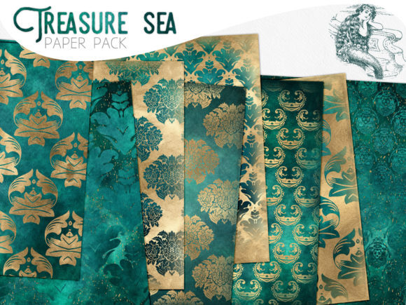 Gold Treasure Sea - Digital Paper