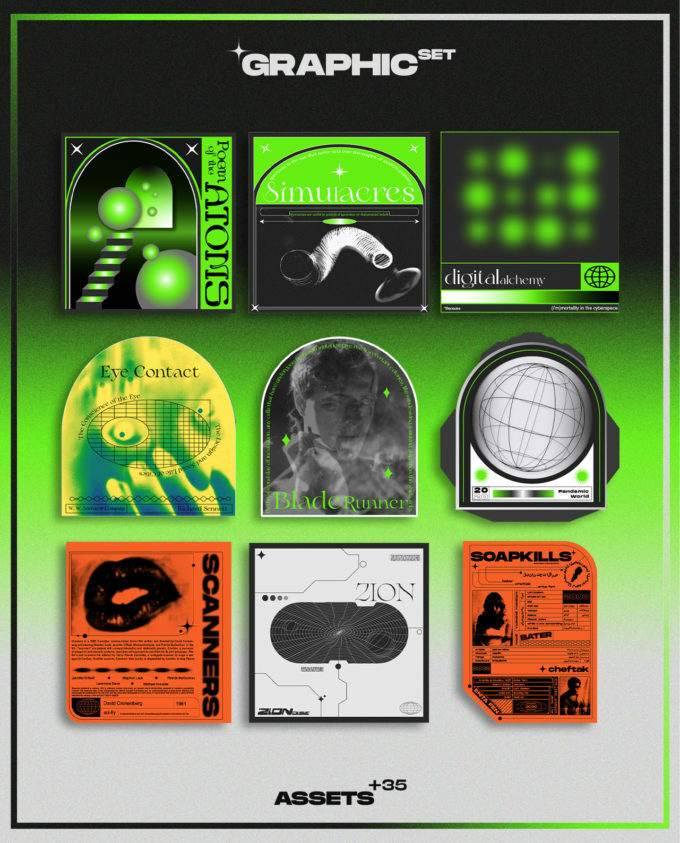 Graphics set with 35 pieces