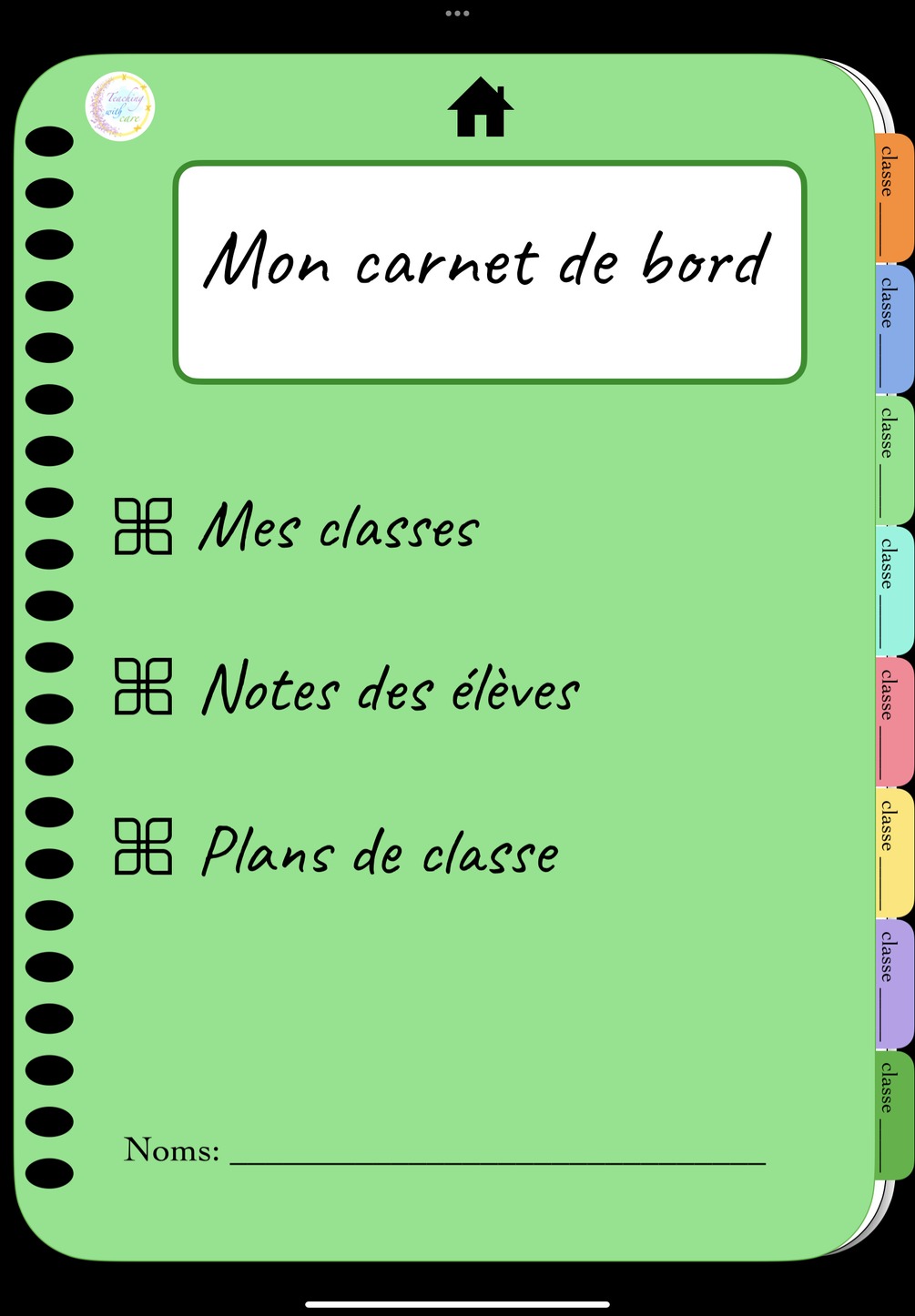 Mon carnet de bord- vert