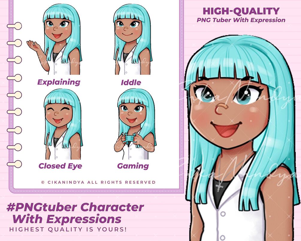 Enhance Your Stream with High-Quality PNG Tuber Blue Hair Girl - PNG ...