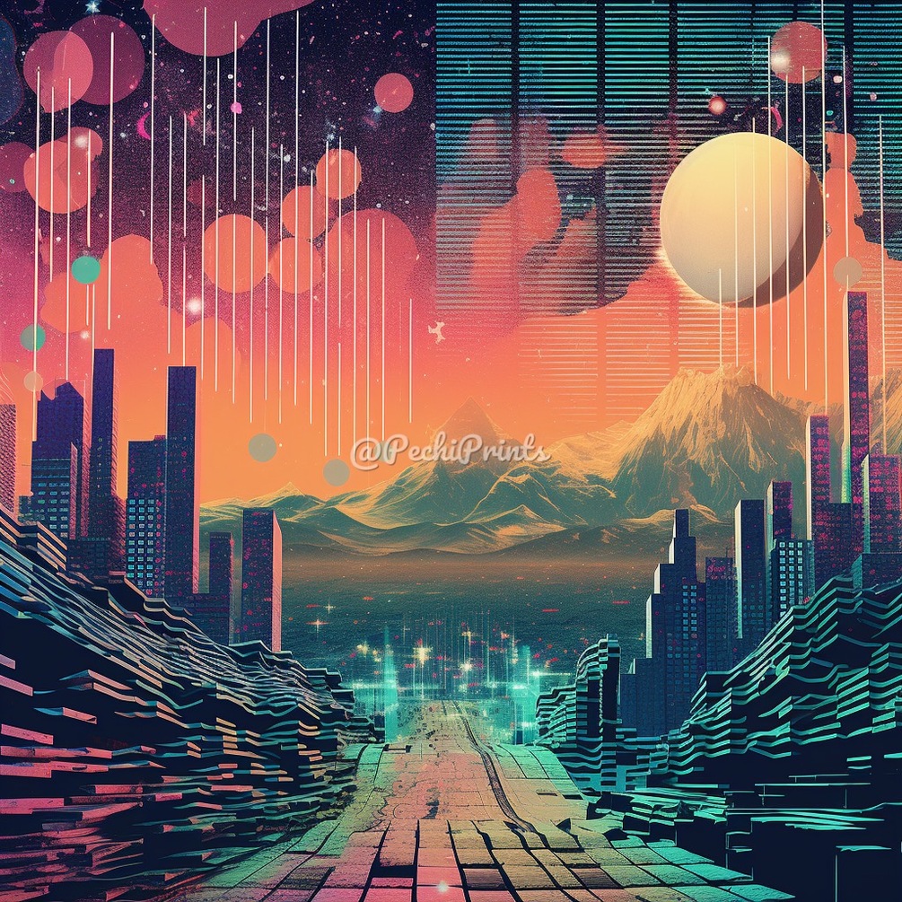 Glitchwave Retro Collage Album Art