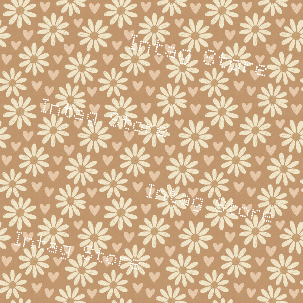 Seamless Daisy and Heart Digital Pattern | Retro Floral Boho Background ...