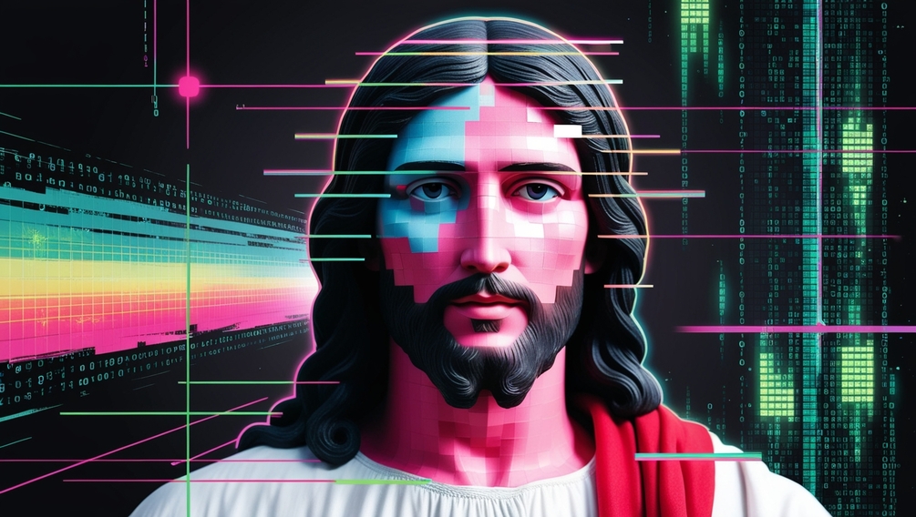 🌐 Glitch Messiah: Pixelated Jesus in Digital Art 🖥️ Digital Artwork