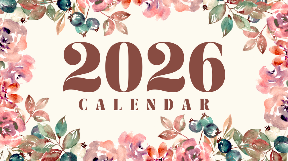 Pink Green Pastel Minimalist Elegant 2026 Calendar