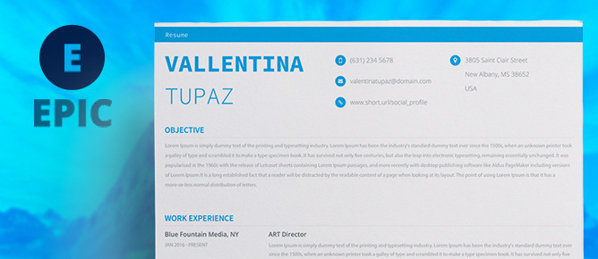 Epic - One Page Resume Template