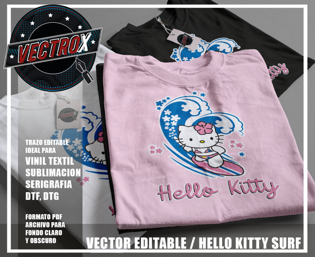 Vector Editable - Hello Kitty Surf