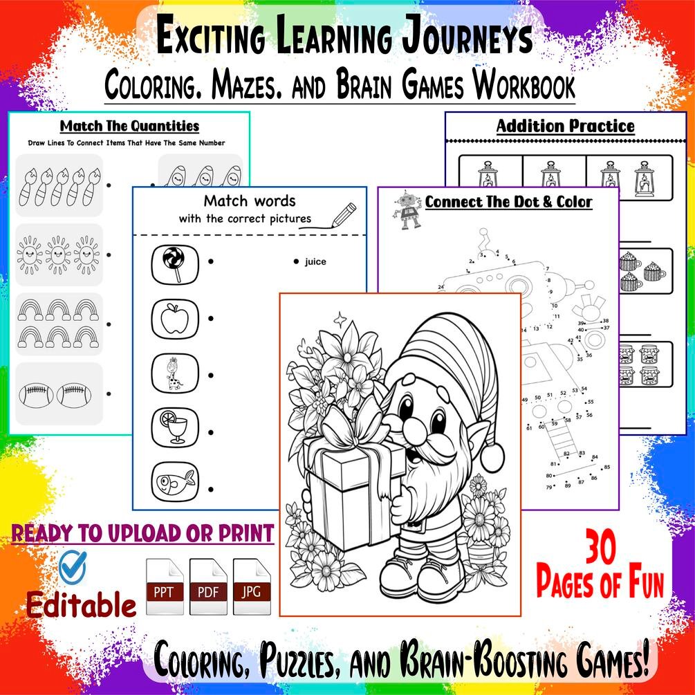 Exciting Learning Journeys: Coloring, Mazes, and Brain Games Workbook.