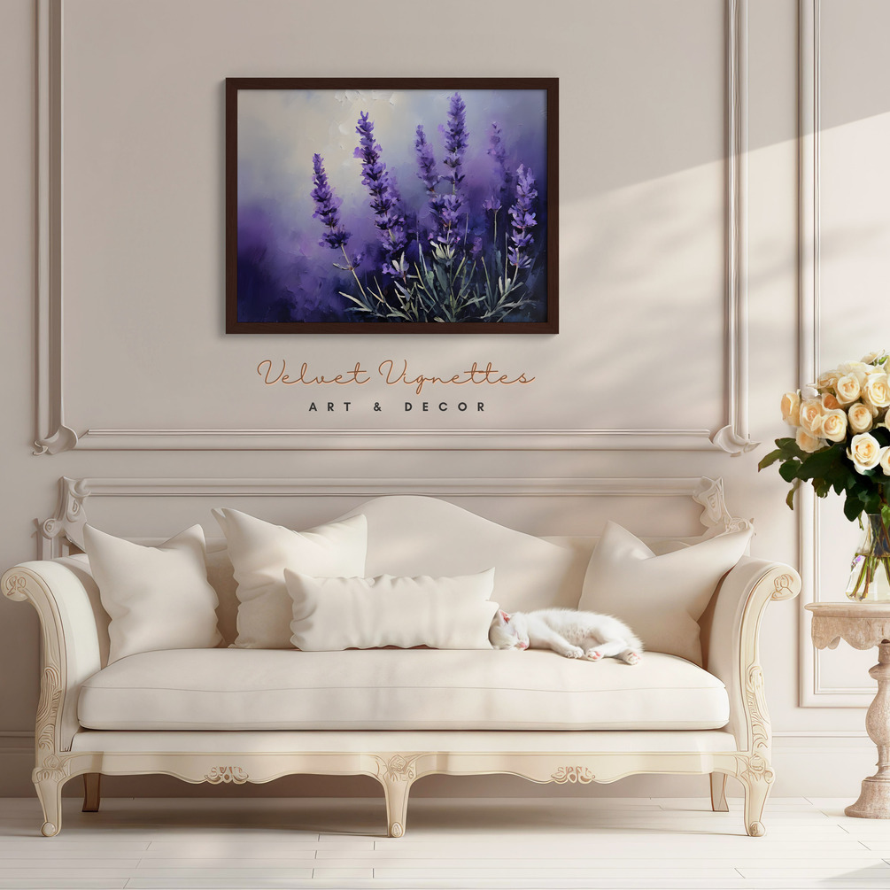 Serene Lavender Fields Wall Art | Printable Purple Floral Digital ...