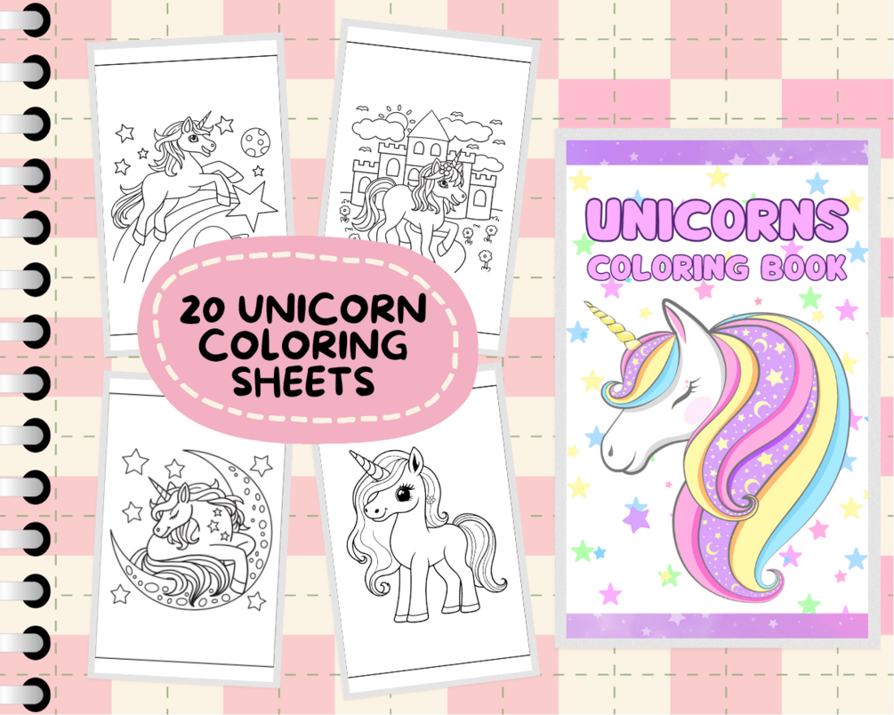 Unicorn Coloring Sheets Busy Book For Kids (WITH RESELL RIGHTS)