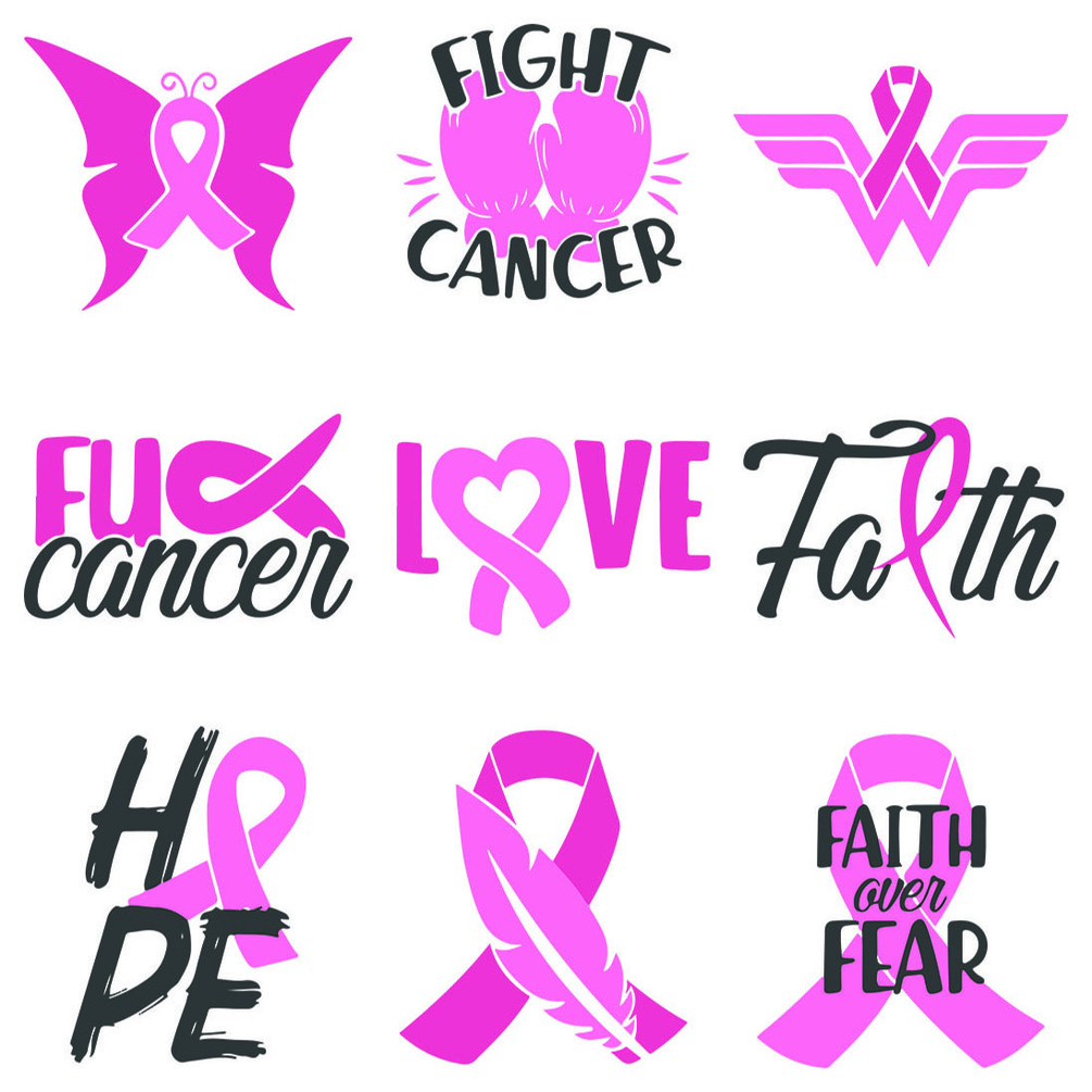 Love Breast Cancer SVG Bundle, Pink Awareness Ribbon Svg, Pink Cancer ...