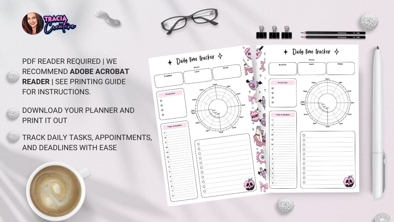 Daily Time Tracker - Halloween - Digital Download, Printable PDF