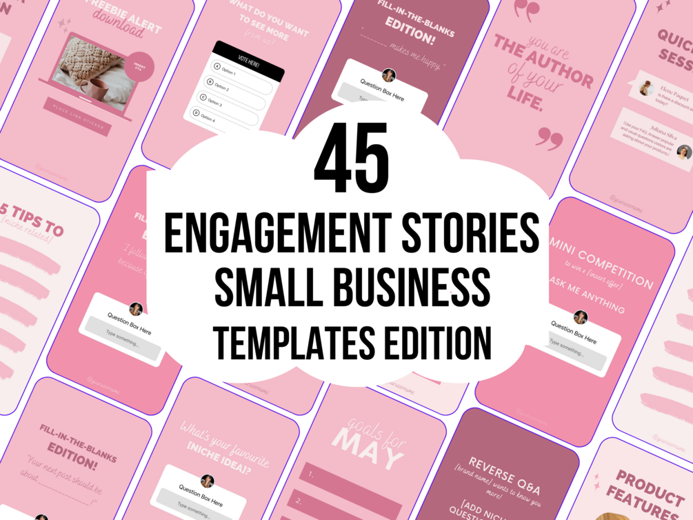 STORIES ENGAGEMENT INSTAGRAM TEMPLATES | SMALL BUSINESS PINK EDITION ...