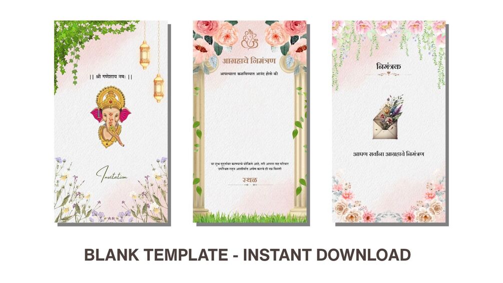 Premium Marathi Wedding Invitation Video Template | Floral Theme Lagna ...
