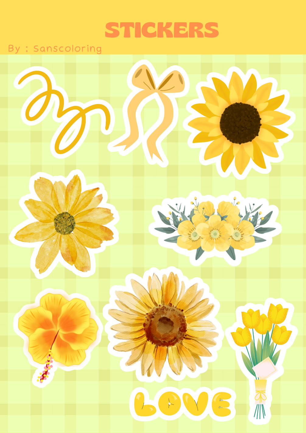 Yellow Flowers Stickers Printable