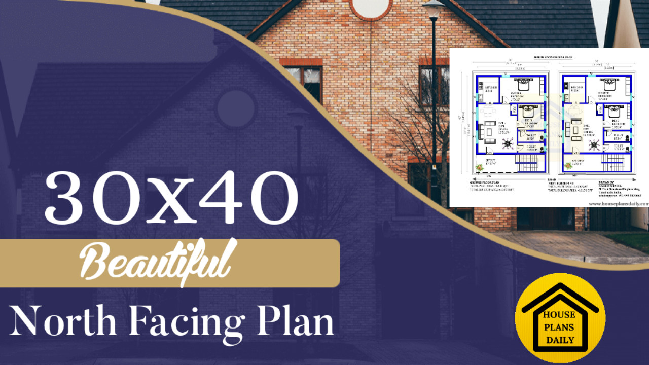 30x40 North Facing House Plan Is Given In This Autocad Drawing File