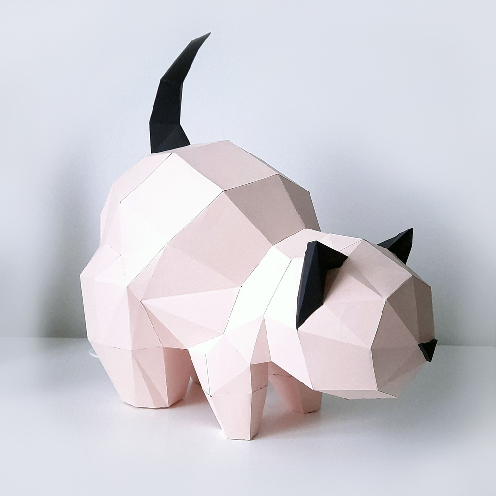 PaperCraft Cat, Low Poly Animals, 3D DIY Template, Cute Kitty sculpture ...