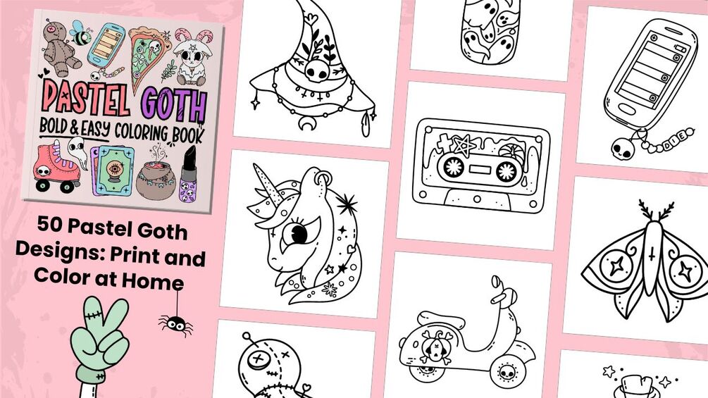 Pastel Goth Bold and Easy Coloring Book - 50 Printable Coloring Pages ...