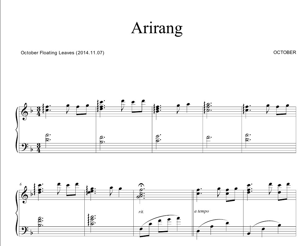 Arirang - OCTOBER [sheet music]