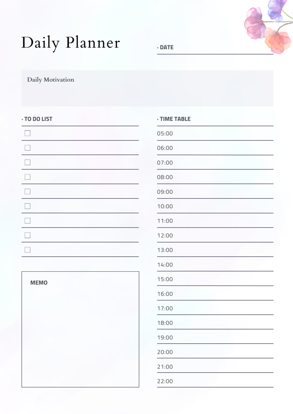 Daily Minimalistic Digital Planner