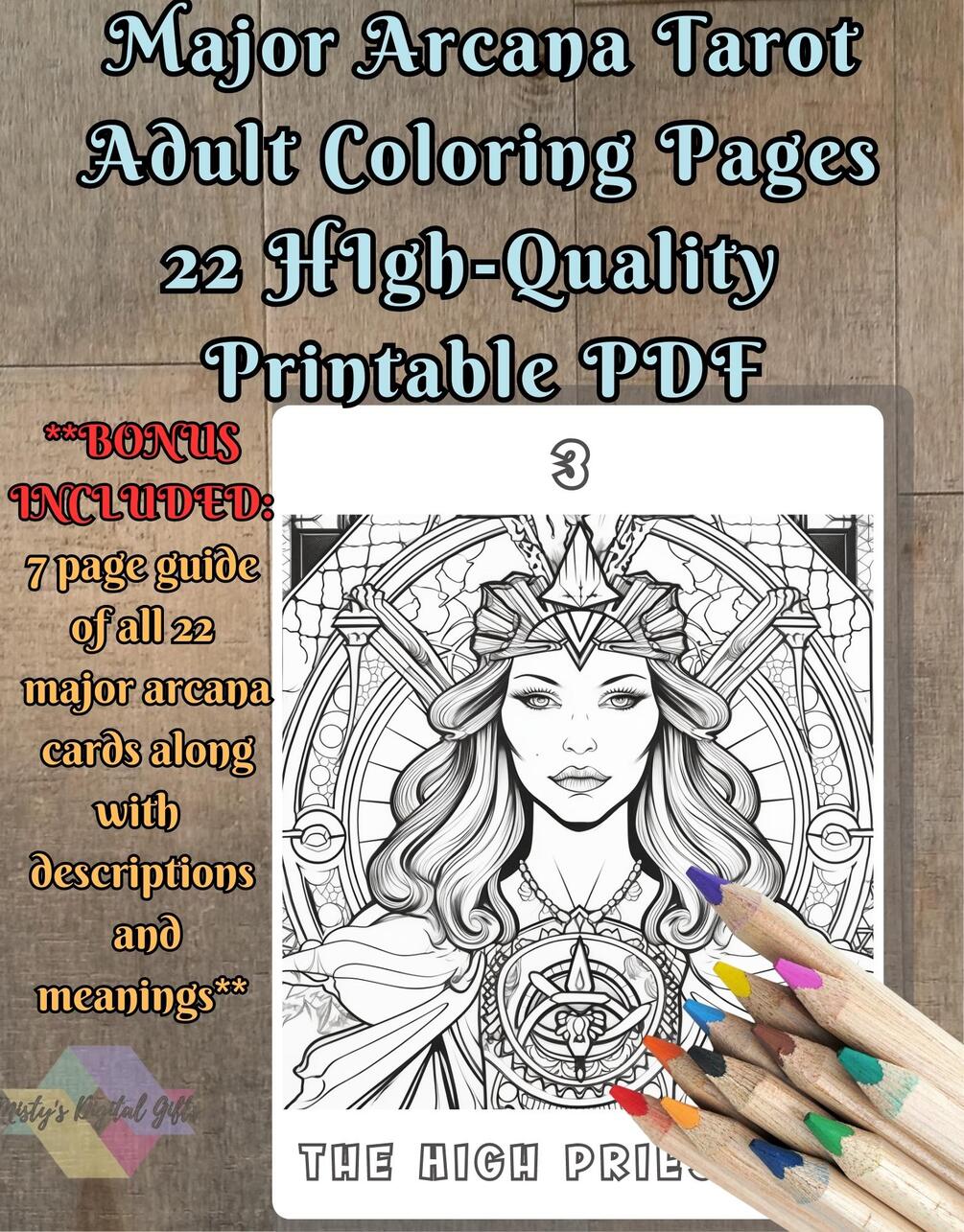 Major Arcana Tarot Card 22 page Adult Coloring Pages with a free Bonus ...
