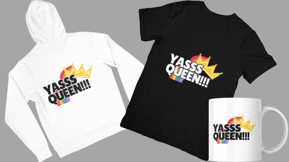 YASSS Queen | Gay | Pride | LGBT | Queer | Logo Design | Funny T Shirt ...