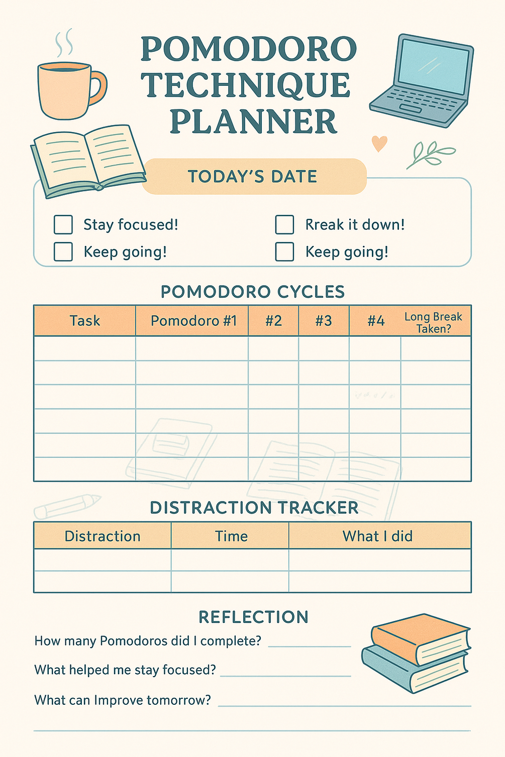 Pomodoro technique Planner